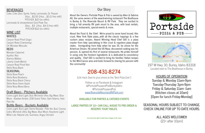 Portside Pizza & Pub – Riverside Resort and RV Park